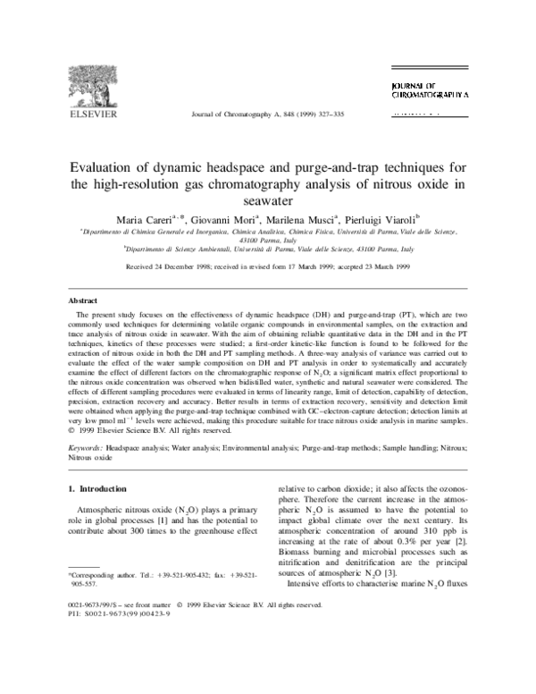(PDF) Evaluation of dynamic headspace and purge-and-trap techniques for ...