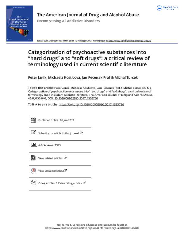 (PDF) Categorization of psychoactive substances into “hard drugs” and ...