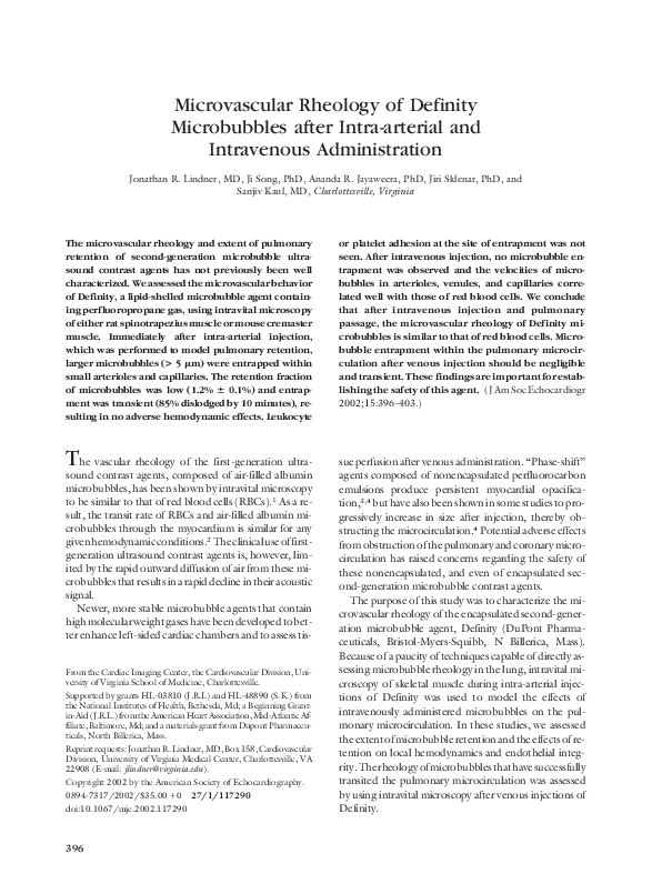 (PDF) Microvascular rheology of Definity microbubbles after intra ...