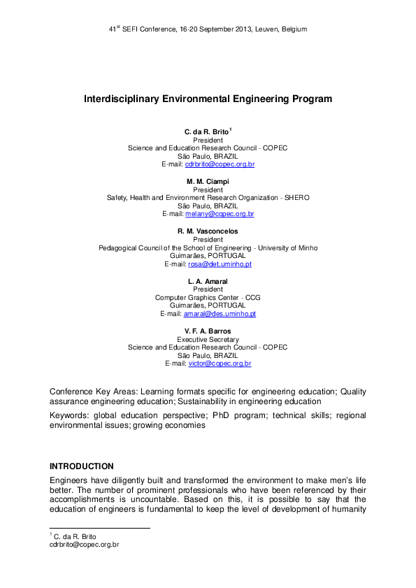 (PDF) Interdisciplinary Environmental Engineering Program