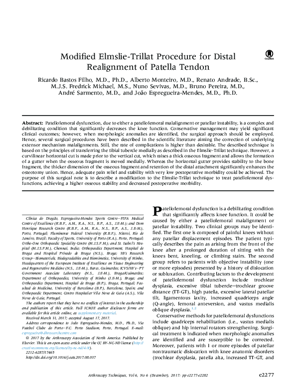 (PDF) Modified Elmslie-Trillat Procedure for Distal Realignment of ...