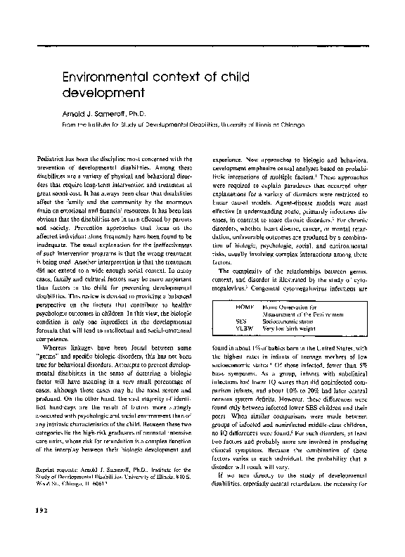 (PDF) Environmental context of child development