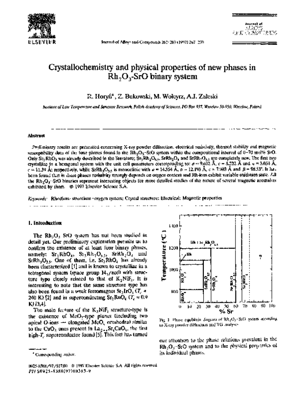 (PDF) Crystallochemistry and physical properties of new phases in Rh2O3 ...