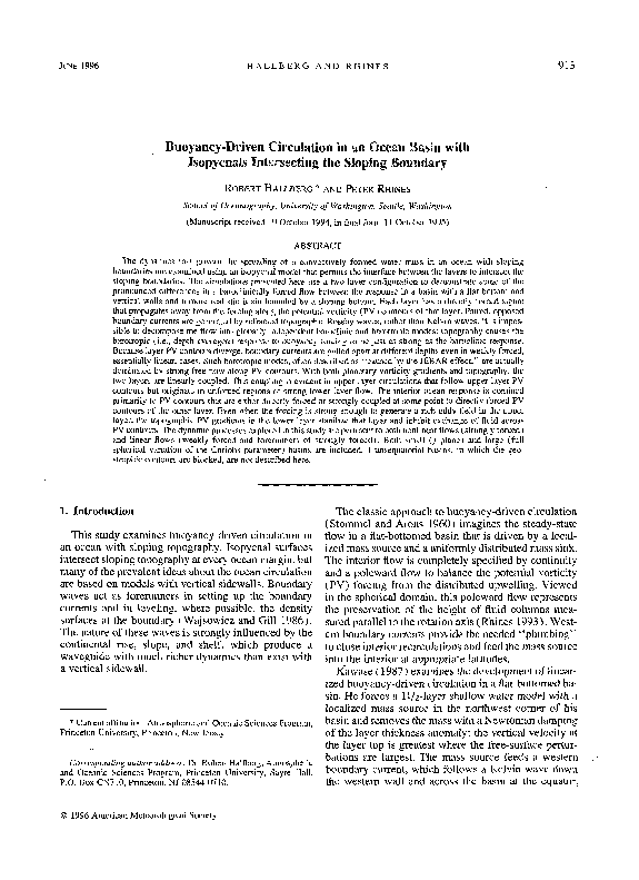 (PDF) Buoyancy-Driven Circulation in an Ocean Basin with Isopycnals ...