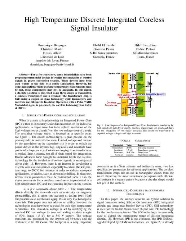 (PDF) Integrated coreless transformer for gate driver signal isolation