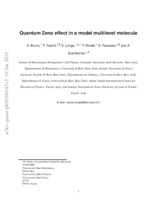 (PDF) Quantum Zeno effect in a multilevel molecule