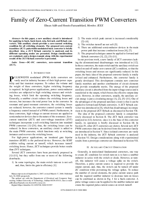 (PDF) Family of Zero-Current Transition PWM Converters