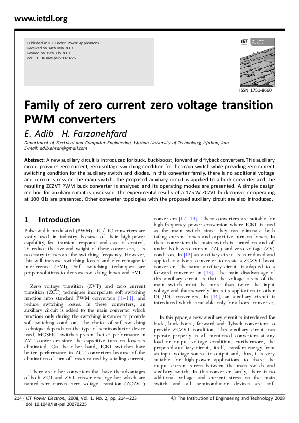 (PDF) Family of zero current zero voltage transition PWM converters