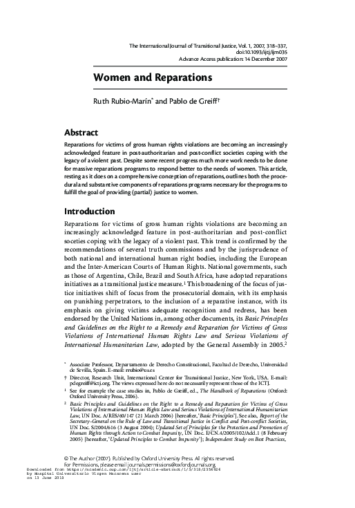 (PDF) Women and Reparations