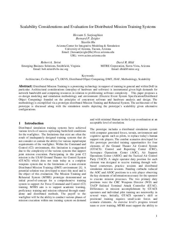 (PDF) Scalability considerations and evaluation for distributed mission ...