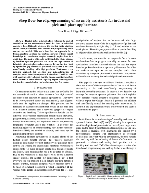 (PDF) Shop floor based programming of assembly assistants for ...