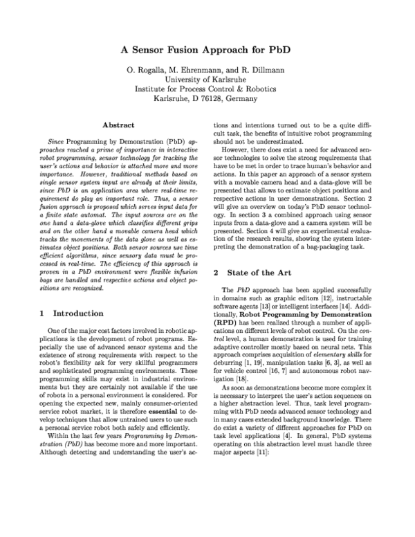 (PDF) A sensor fusion approach for PbD
