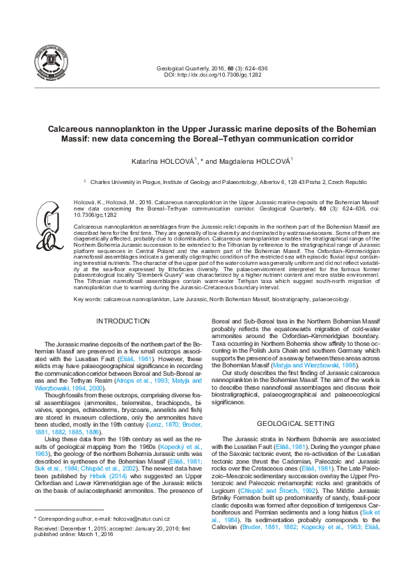 (PDF) Calcareous nannoplankton in the Upper Jurassic marine deposits of ...