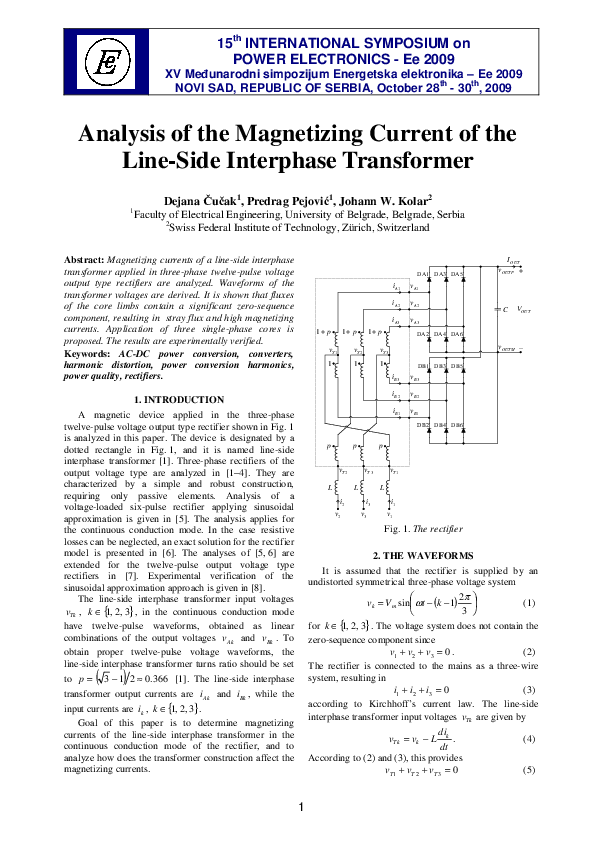 (PDF) Analysis of the Magnetizing Current of the Line-Side Interphase ...