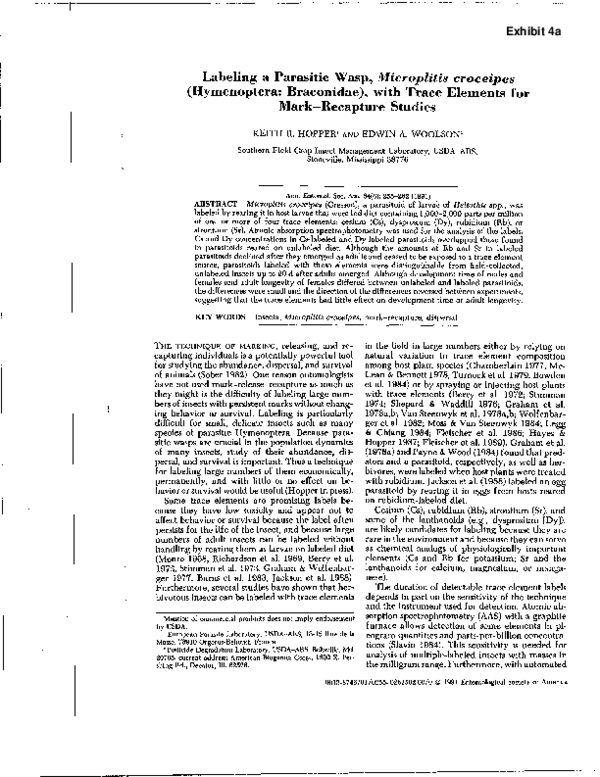 (PDF) Labeling a Parasitic Wasp, Microplitis croceipes (Hymenoptera ...