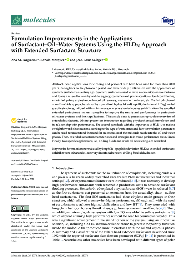 (PDF) Formulation Improvements in the Applications of Surfactant–Oil ...
