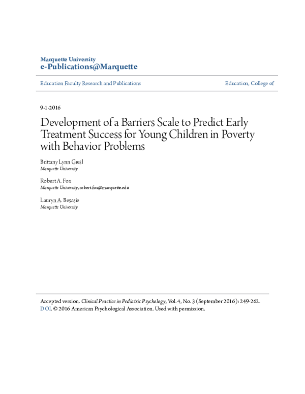 (PDF) Development of a barriers scale to predict early treatment ...