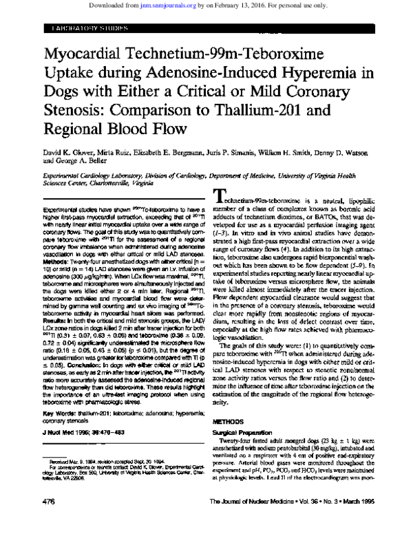 (PDF) Comparative Myocardial Perfusion Imaging in Dogs