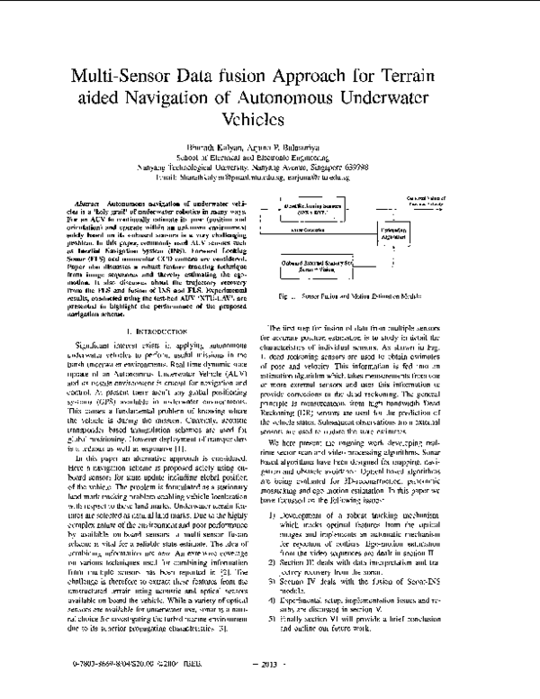 (PDF) Multisensor data fusion approach for terrain aided navigation of autonomous underwater ...