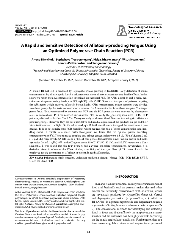 (PDF) A Rapid and Sensitive Detection of Aflatoxin-producing Fungus Using an Optimized ...