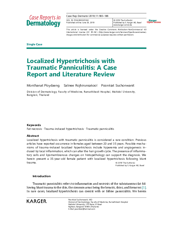 (PDF) Localized Hypertrichosis with Traumatic Panniculitis: A Case ...