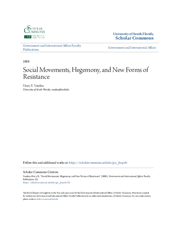 (PDF) Social Movements, Hegemony, and New Forms of Resistance