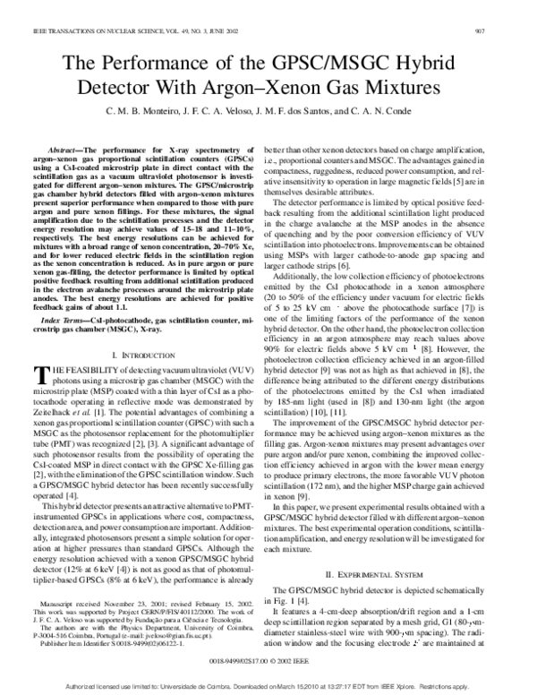 (PDF) The performance of the GPSC/MSGC hybrid detector with neon-xenon ...