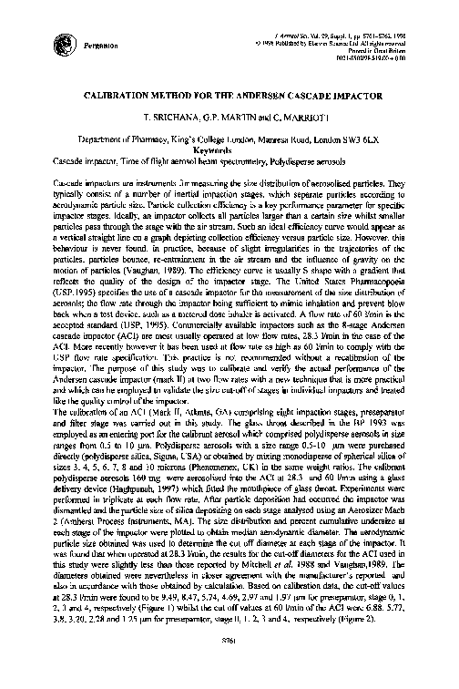 (PDF) Calibration method for the andersen cascade impactor
