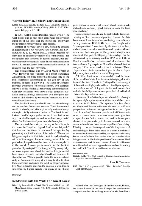 (PDF) Wolves: Behavior, Ecology, and Conservation" edited by D. Mech ...