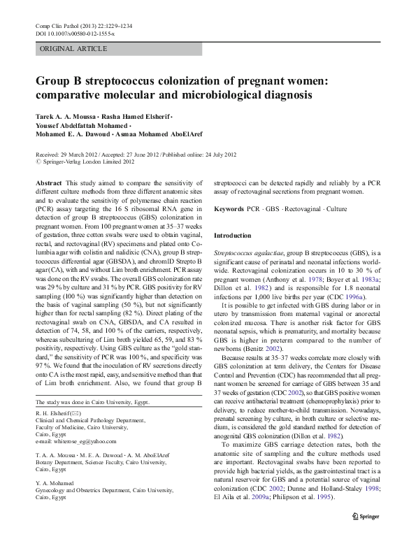 (PDF) Group B Streptococcus colonization of Pregnant Women: Comparative ...