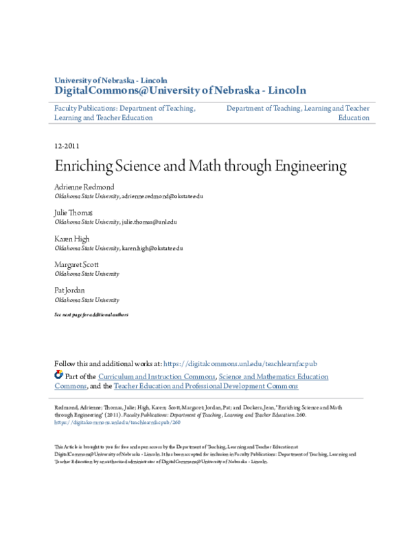 (PDF) Enriching Science and Math Through Engineering