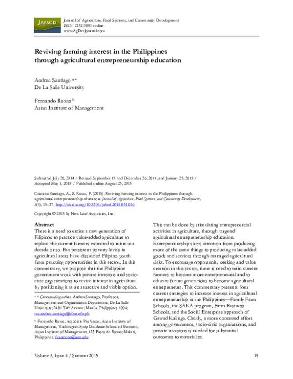 (PDF) Reviving Farming Interest in the Philippines Through Agricultural ...