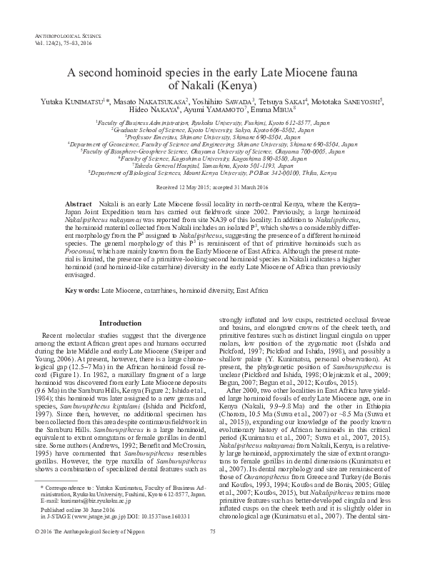 (PDF) A second hominoid species in the early Late Miocene fauna of ...