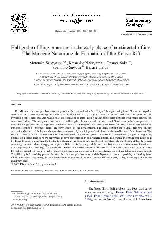 (PDF) Half graben filling processes in the early phase of continental ...