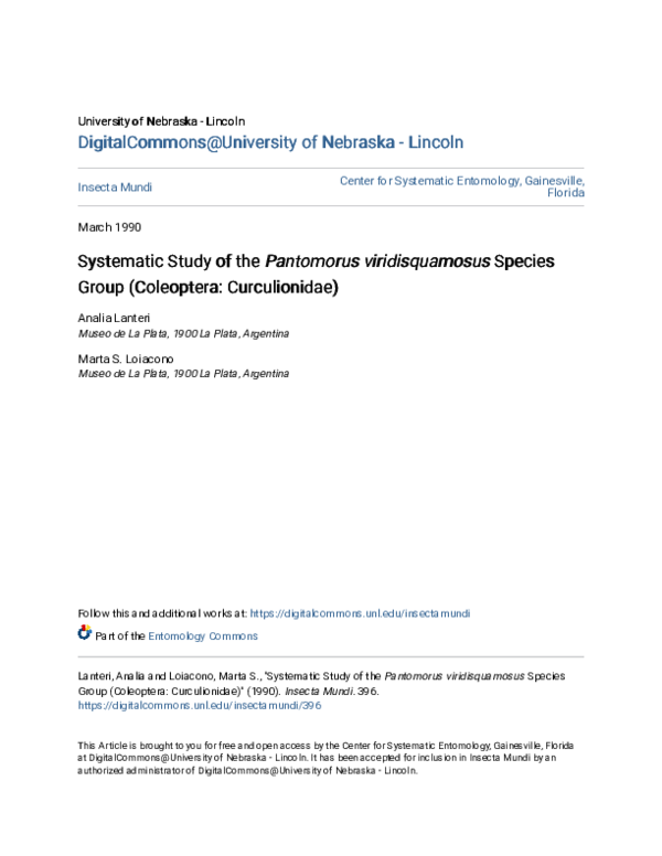 (PDF) Systematic Study of the Pantomorus viridisquamosus Species Group ...