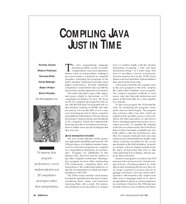 (PDF) Compiling Java just in time