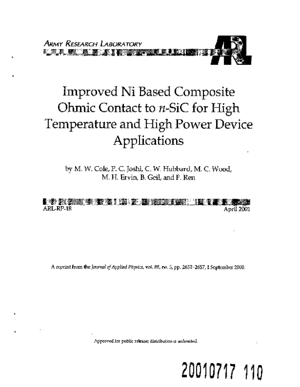 (PDF) Improved Ni based composite Ohmic contact to n-SiC for high temperature and high power ...