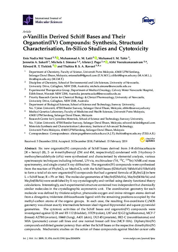 (PDF) o-Vanillin Derived Schiff Bases and Their Organotin(IV) Compounds: Synthesis, Structural ...