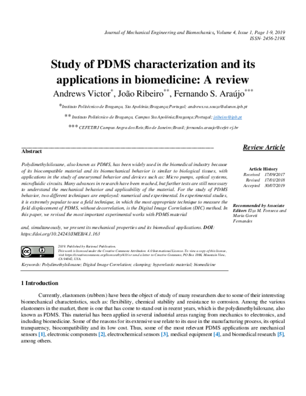 (PDF) Study of PDMS characterization and its applications in ...
