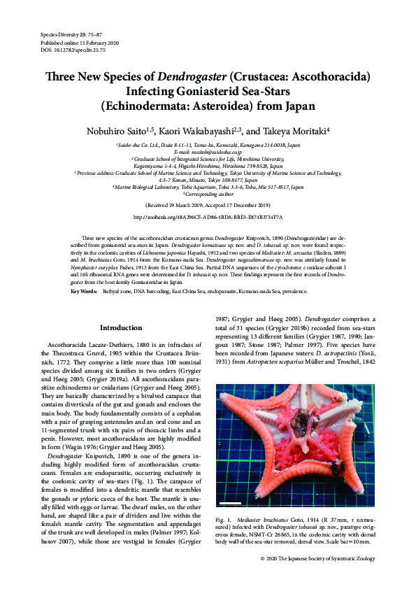 (PDF) Three New Species of Dendrogaster (Crustacea: Ascothoracida ...