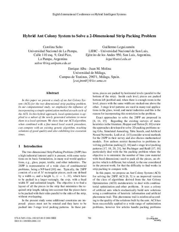(PDF) Hybrid Ant Colony System to Solve a 2-Dimensional Strip Packing Problem
