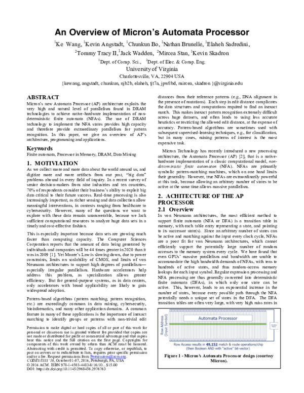 (PDF) An overview of micron's automata processor