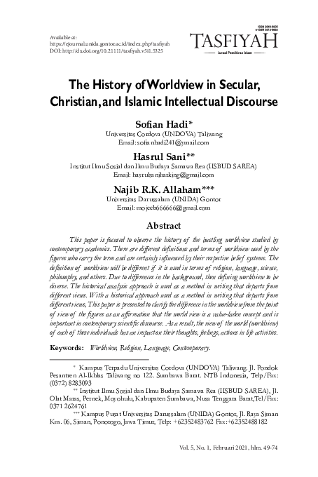 (PDF) The History of Worldview in Secular, Christian, and Islamic ...