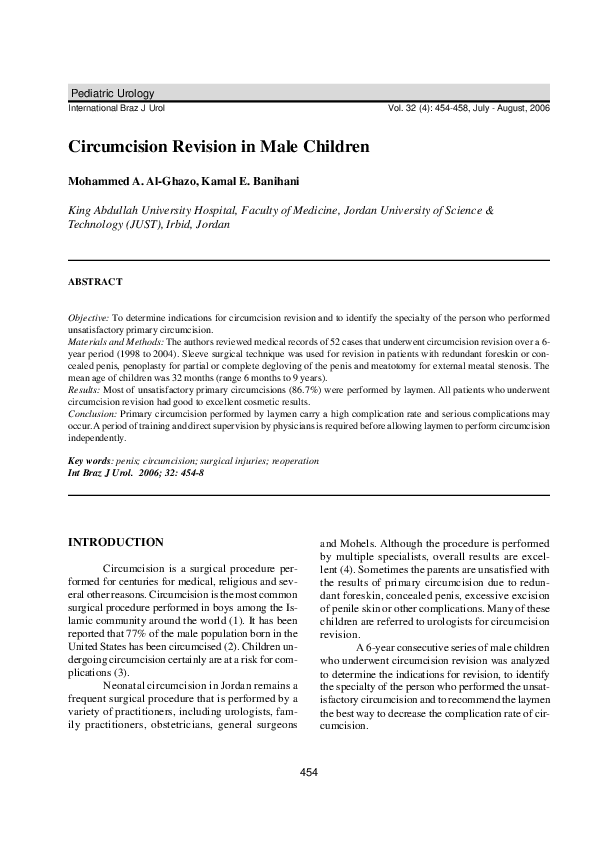 (PDF) Circumcision revision in male children