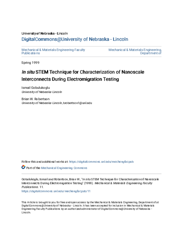 (PDF) In Situ Stem Technique for Characterization of Nanoscale ...