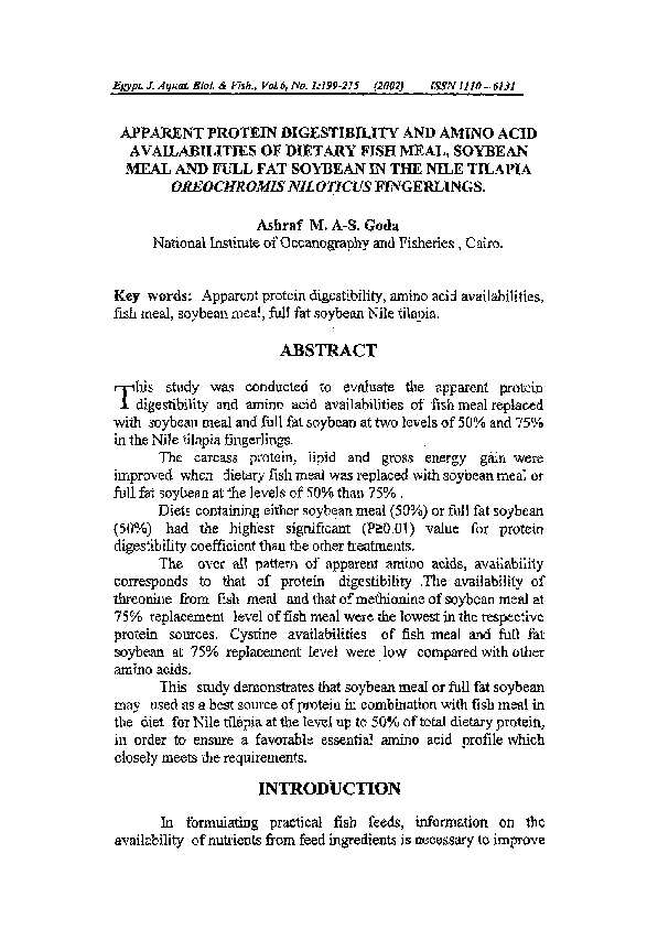 (PDF) Apparent Protein Digestibility and Amino Acid Availabilities of ...