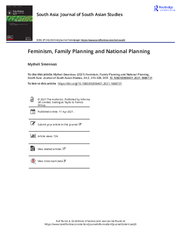 (PDF) Feminism, Family Planning and National Planning