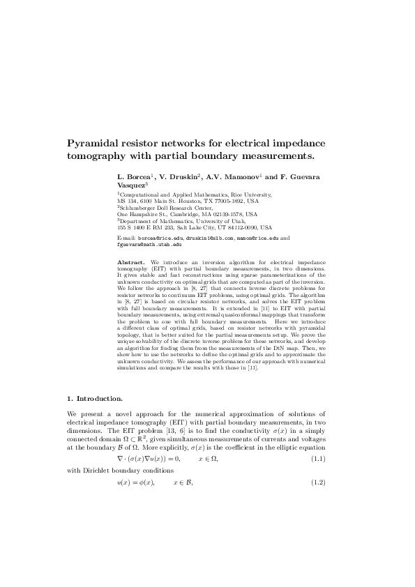 (PDF) Pyramidal resistor networks for electrical impedance tomography ...