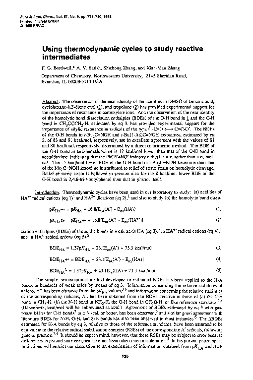 (PDF) Using thermodynamic cycles to study reactive intermediates