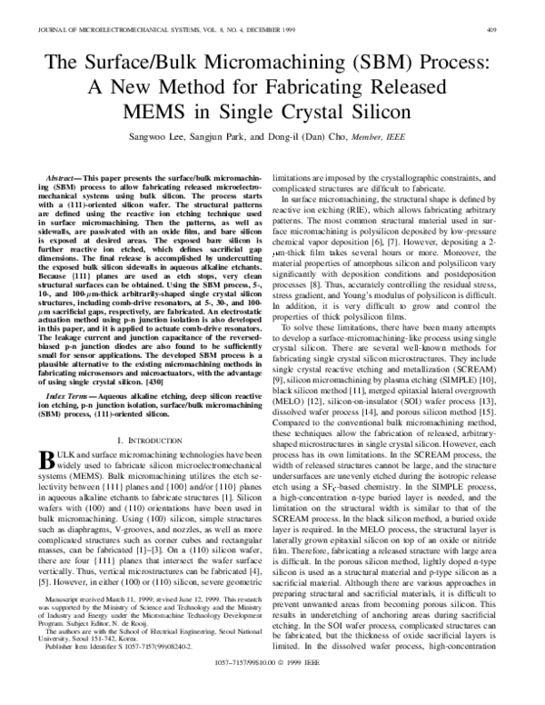 (PDF) The surface/bulk micromachining (SBM) process: a new method for ...